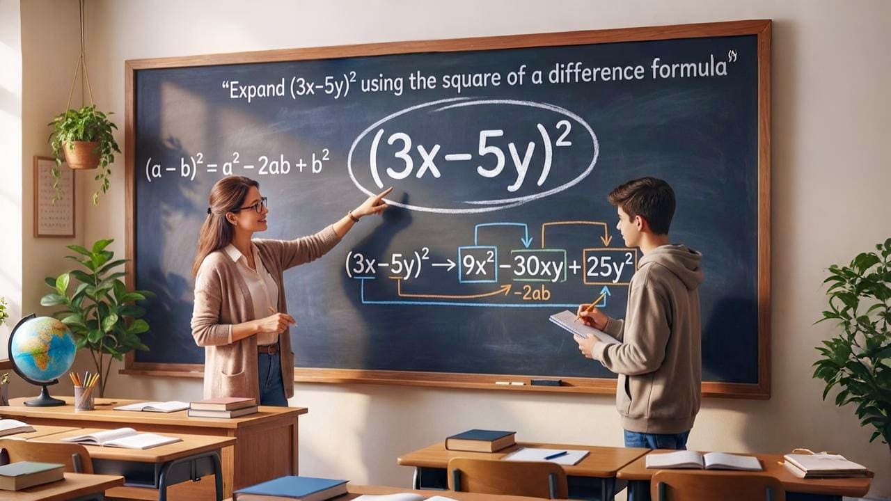 Expand (3x−5y)^2 Step by Step | Square of a Difference Solution
